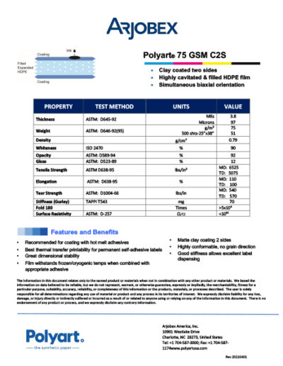 Datasheets - Polyart USA