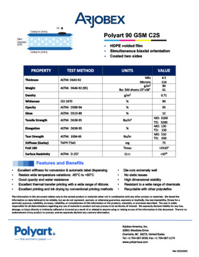 Datasheets - Polyart USA